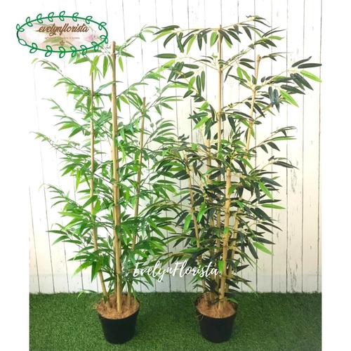 Jual Pohon Daun Bambu Hijau Kuning Latex Artificial Pot Dasar Plastik ...
