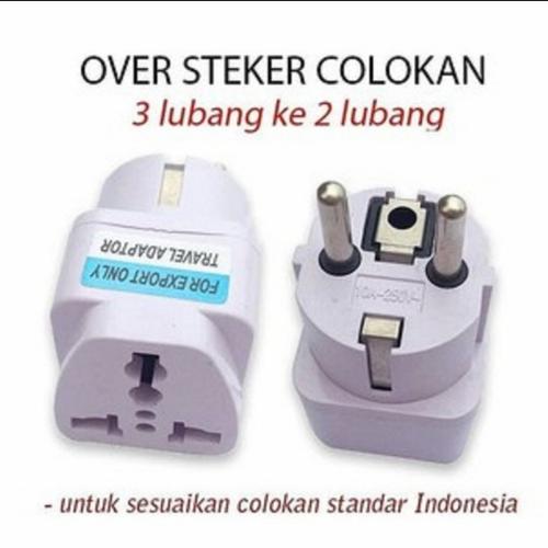 Promo over staker colokan 3 lubang ke 2 lubang universal US UK AU ...