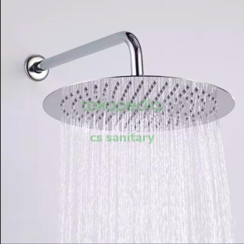 Jual head shower rainfall 10 inch plus tiang/wall shower stenlis bulat ...