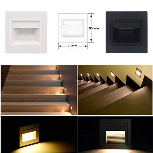 Jual Lampu tangga / dinding / step LED Tanam Hitam 3W Nyala Warm White ...