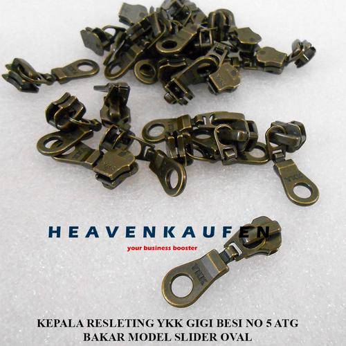 Jual Kepala Resleting Zipper Head YKK Gigi Besi No 5 ATG Bakar Slider ...