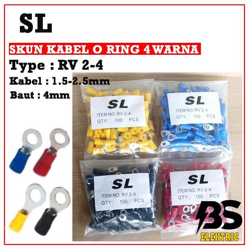 Jual Skun Kabel O ring RV 2-4 Kabel 1.5-2.5mm Baut 4mm " SL" 100pcs ...