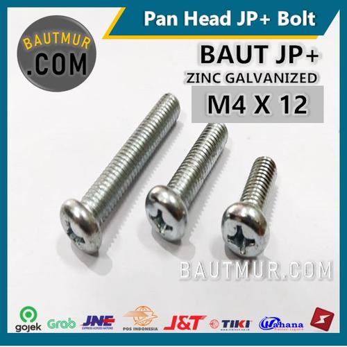 Jual PAN HEAD BOLT BAUT JP PUTIH GALVANIS M4X12 ISI 100PCS - Kab ...