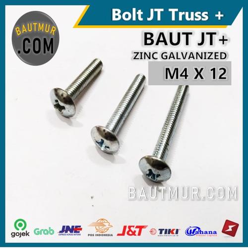 Jual BOLT TRUSS JT+ BAUT JT+ GALVANIS PUTIH M4X12 ISI 10PCS - Kab ...