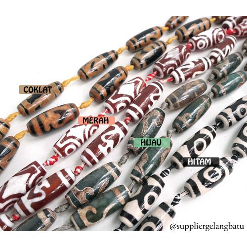 Jual Batu Tibet Dzi lonjong PENDANT ASLI MATA BLESSED STONE FOSSIL ...