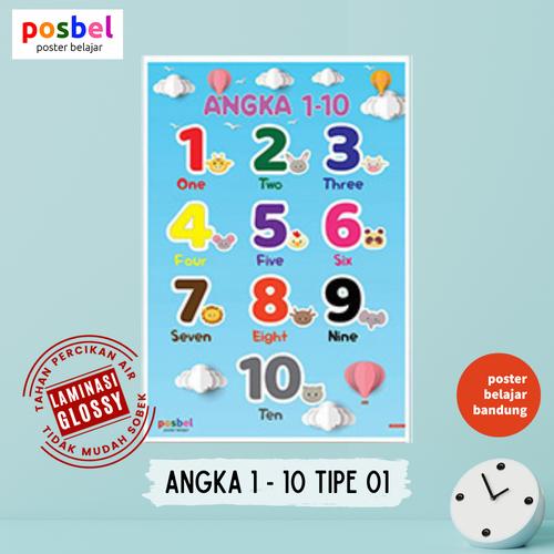 Jual Poster Edukasi Anak Balita Belajar Angka 1-10 Tipe 01 - Kota ...