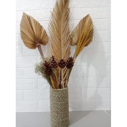 Jual Paket Lengkap+Pot Bunga Rustic+Daun Palem Kering+Bunga Kering ...