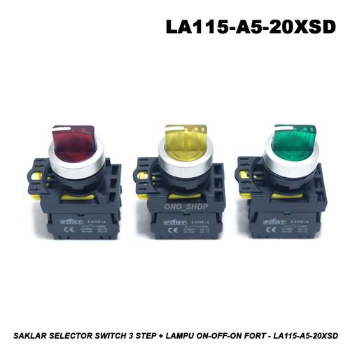 Jual Saklar Selector Switch 3 Step + Lampu On-Off-On FORT - LA115-A5 ...