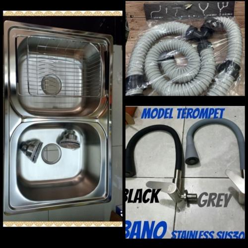 Jual paket sink 2 lubang ,lengkap dengan kran ,selang dan peniris ...