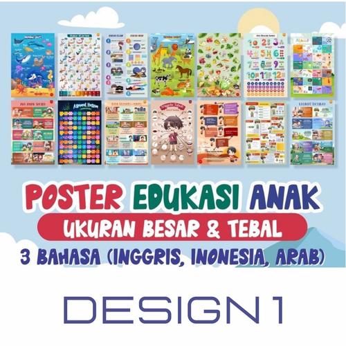 Jual poster edukasi anak belajar ukuran besar design 1 - HEWAN DARAT ...