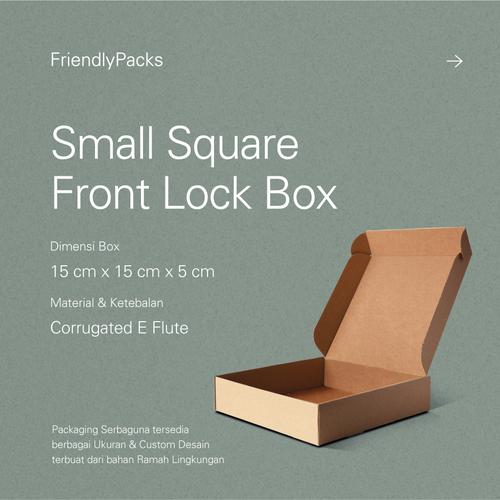 Promo Small Square Front Lock Box Packaging Corrugated with Sablon ...