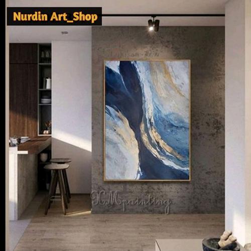 Jual lukisan abstrak modern gold + Frame - 60x90 - Kab. Bandung ...