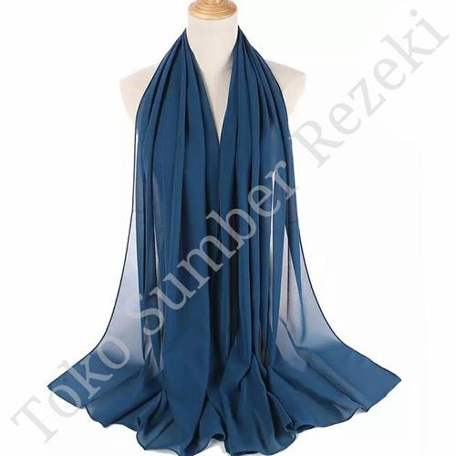 Jual Syal Polos Biru Tua Gelap Kain Selendang Dark Blue Shawl Plain ...