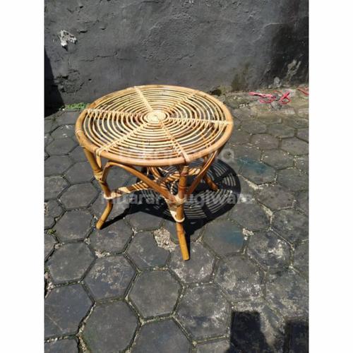 Jual meja rotan alami/meja rotan bulat/meja teras rotan - Putih Natural ...