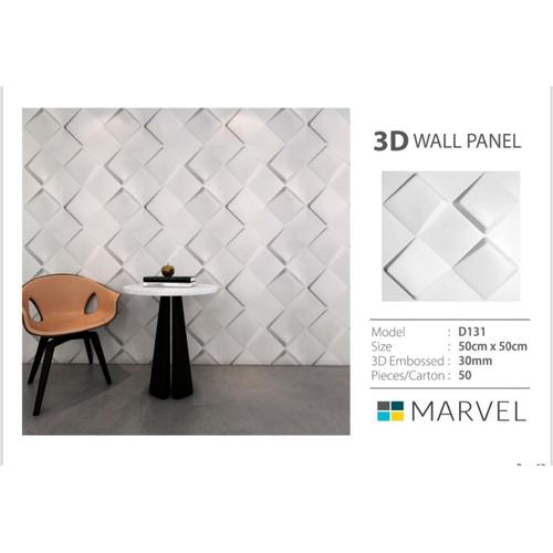 Jual Wall Panel Wallpanel PVC 3D Timbul Putih 50cm x 50cm Dekorasi D131 ...