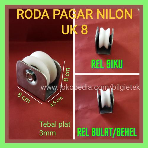 Jual Roda Pagar Nilon uk 8 cm Pintu Pager Besi Bearing Laher - rel siku ...