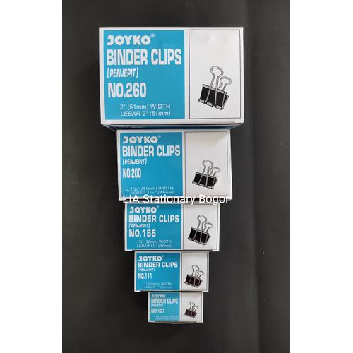 Jual Binder Clip Hitam Nomor 107 / 111 / 155 / 200 / 260 Merk Joyko ...