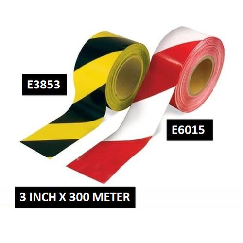 Jual SAFETY LINE POLICE LINE 3 INCH 300 METER KUNING HITAM MERAH PUTIH ...