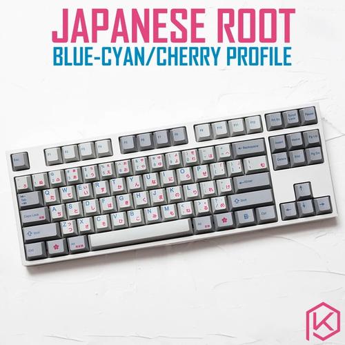 Jual Keycaps PBT Japanese root cherry profile cyan magenta edition ...