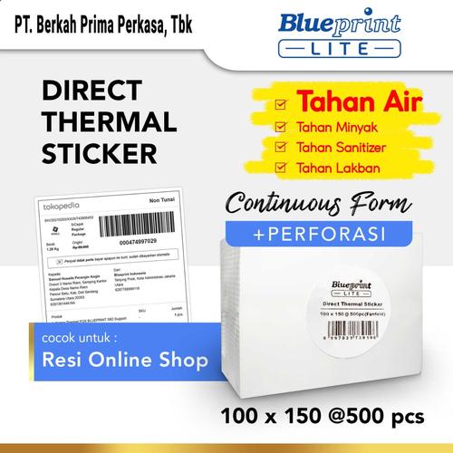 Promo Direct Thermal Sticker Label Resi BLUEPRINT Lite 100x150 mm 500Pcs CF - Jakarta Utara ...