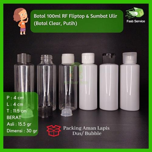 Promo BOTOL 100ML RF CLEAR FLIPTOP PET TEBAL KOSMETIK SANITIZER LOTION - 100ml br putih, F.Pth ...