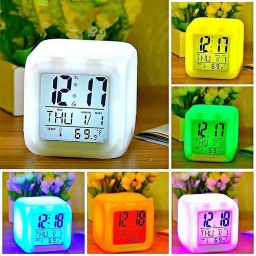 Jual Jam LED Meja Kubus Digital Alarm berubah 7 warna - Moody Clock ...