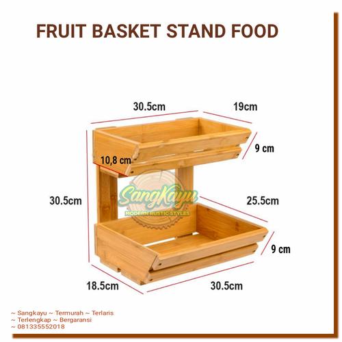 Jual Keranjang buah kayu unik fruit basket stand food storage natural ...