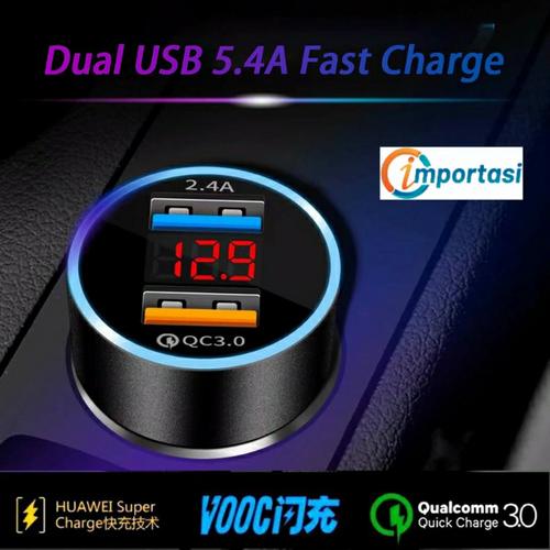 Jual Car Quick Charger Dual USB Port 2.4A LCD Display Scoopy PCX NMAX ...
