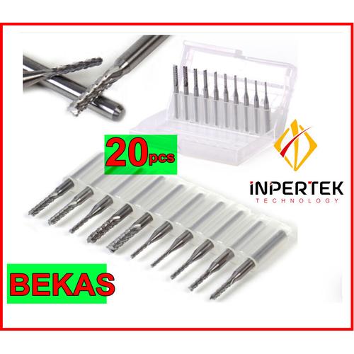 Jual 20pcs Mata Bor Ukir Carbide End Mill CNC PCB Rotary Burr - Kab ...