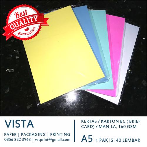 Jual Kertas / Karton BC (brief card) / Manila Putih dan Warna, A5, 160 ...