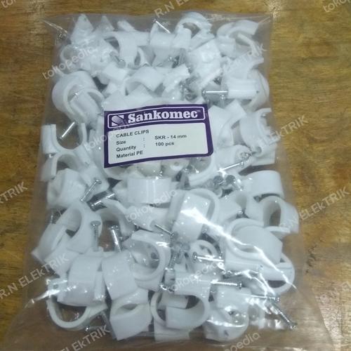 Jual ( 14 mm ) Klem Kabel Klip Clem + Paku Beton Round Cable Clip ...