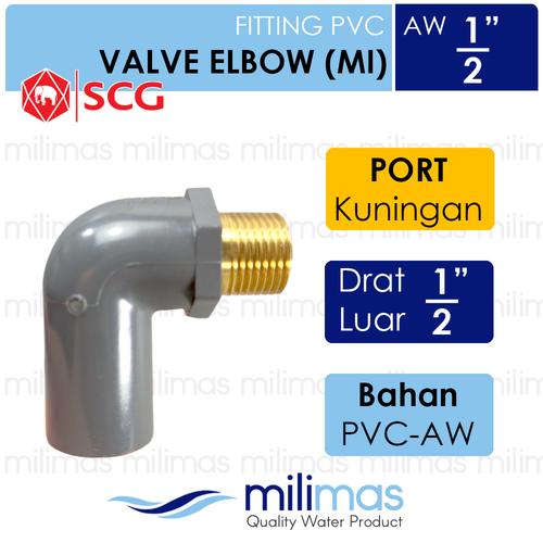 Jual SCG - Male Elbow Metal Uk. 1/2" (0.5 Inch) AW PVC - Valve Elbow ...