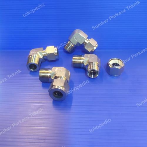 Jual Male Elbow Connector Tube Stainless SS316 OD 12MM X 3/8" inch npt ...