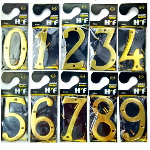 Jual Angka Kuningan Untuk Nomor Rumah Angka 0-9 - garis miring ...