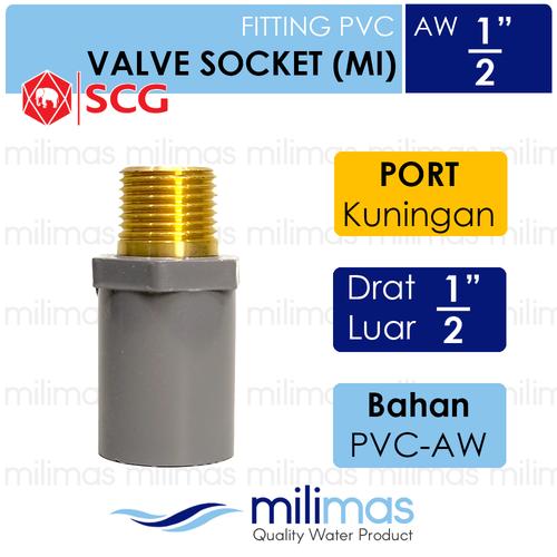 Jual SCG - Male Socket Metal Uk. 1/2" (0.5 Inch) AW PVC - Valve Socket ...