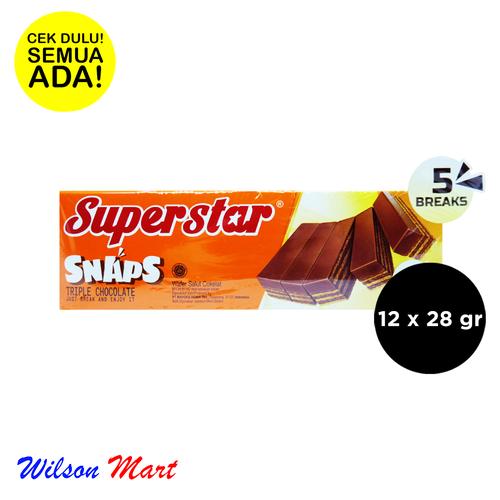 Jual SUPERSTAR SNAPS TRIPLE CHOCOLATE WAFER COKLAT ISI 12 X 28 GRAM ...