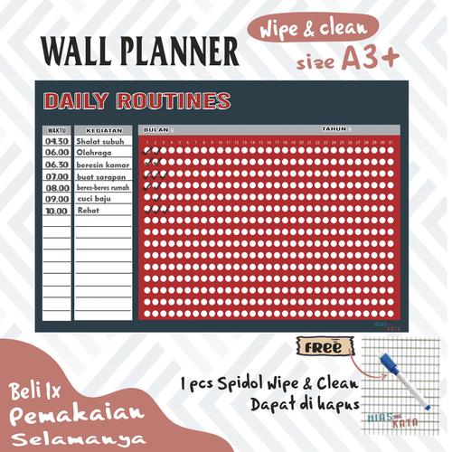 Jual Planner Daily routine jadwal rutinitas sehari hari size A3+ - A3 ...