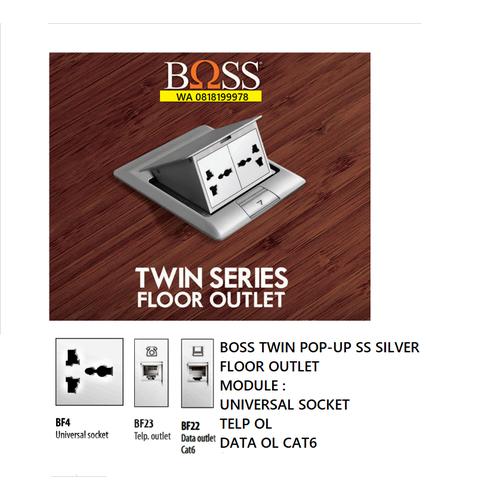 Jual FLOOR OUTLET BOSS BFOT3426/101S CAT6 RJ TWIN POP-UP SS SILVER ...