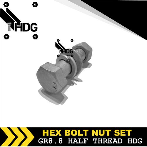 Jual HEX BOLT NUT SET HALF THREAD GRADE 8.8 HOTDIP (HDG) M18 - M18X60 ...