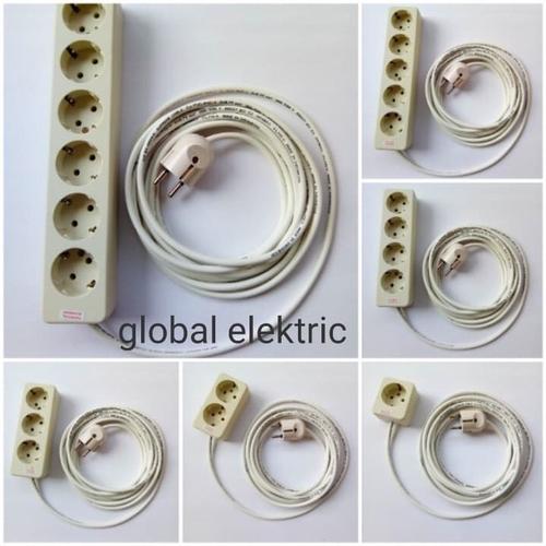 Jual stop kontak 1 2 3 4 5 6 lubang m meter uticon kabel supreme 2x0.75 mm - 5 lubang putih ...