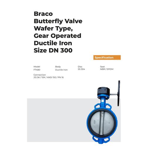 Jual BUTTERFLY VALVE WAFER TYPE GEAR DUCTILE IRON 12" BRACO - Jakarta ...