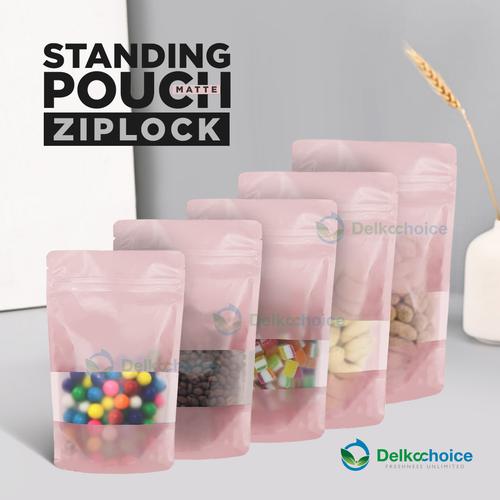Jual STANDING POUCH PINK MATTE WINDOW | PLASTIK KLIP KEMASAN MAKANAN ...