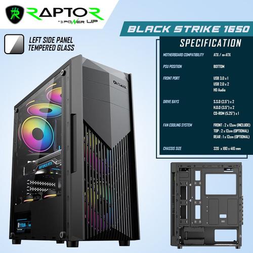 Jual Casing PC Komputer Raptor 1650 + 2 Fan RGB - Kota Banjarmasin ...