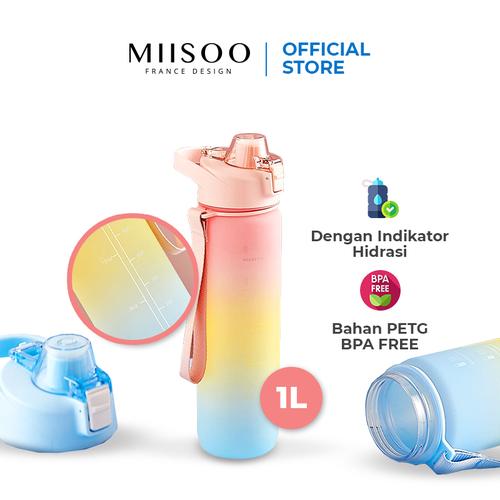 Promo MIISOO Botol Minum Tumbler Unik Botol Motivasi 1000ML Gradient ...