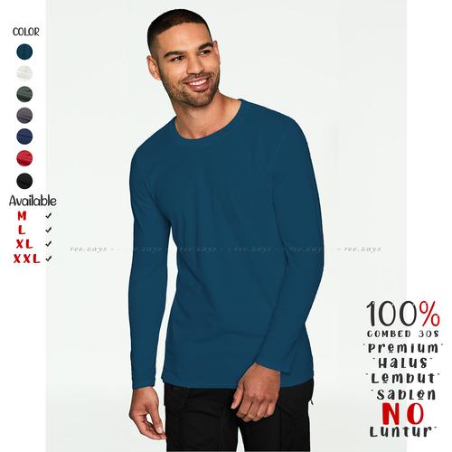 Jual Kaos Polos Cotton Combed 30s Lengan Panjang Top Quality Warna BIRU ...