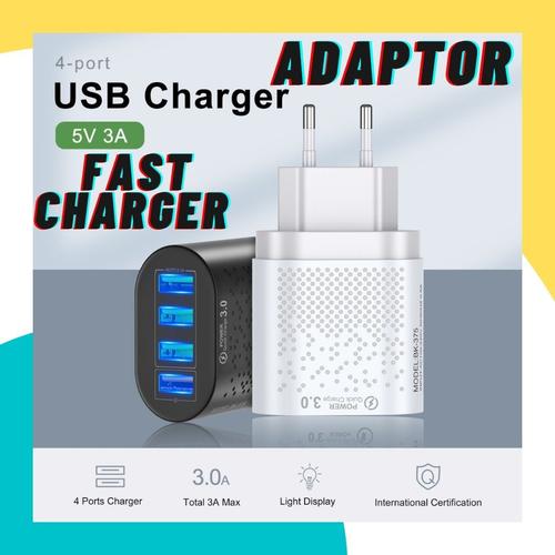Jual Kepala Charger 4 USB Port Adaptor HP 5V/5.1A Fast Charging - Hitam ...