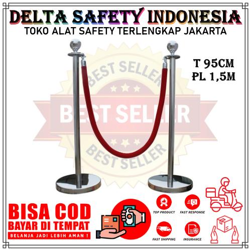 Jual Tiang Pembatas Antrian Bludru Gold T 95cm | Antrian Bank Tali ...