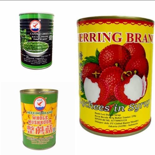 Jual lychee hering brand kaleng/kacang polong kaleng/jamur kaleng ...