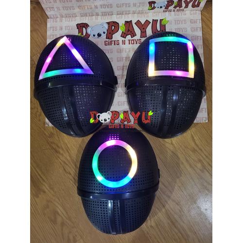 Jual TOPENG HITAM MASK LED SQUIDGAME Cosplay Staff Guard dengan Lampu ...