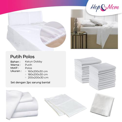 Jual Sprei Set Hotel Sepre Bed Sheet Sprey Dobby Putih Polos - Hop ...